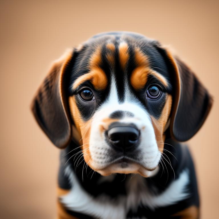 next-quelea264: A detailed close up of a happy beagle puppy
