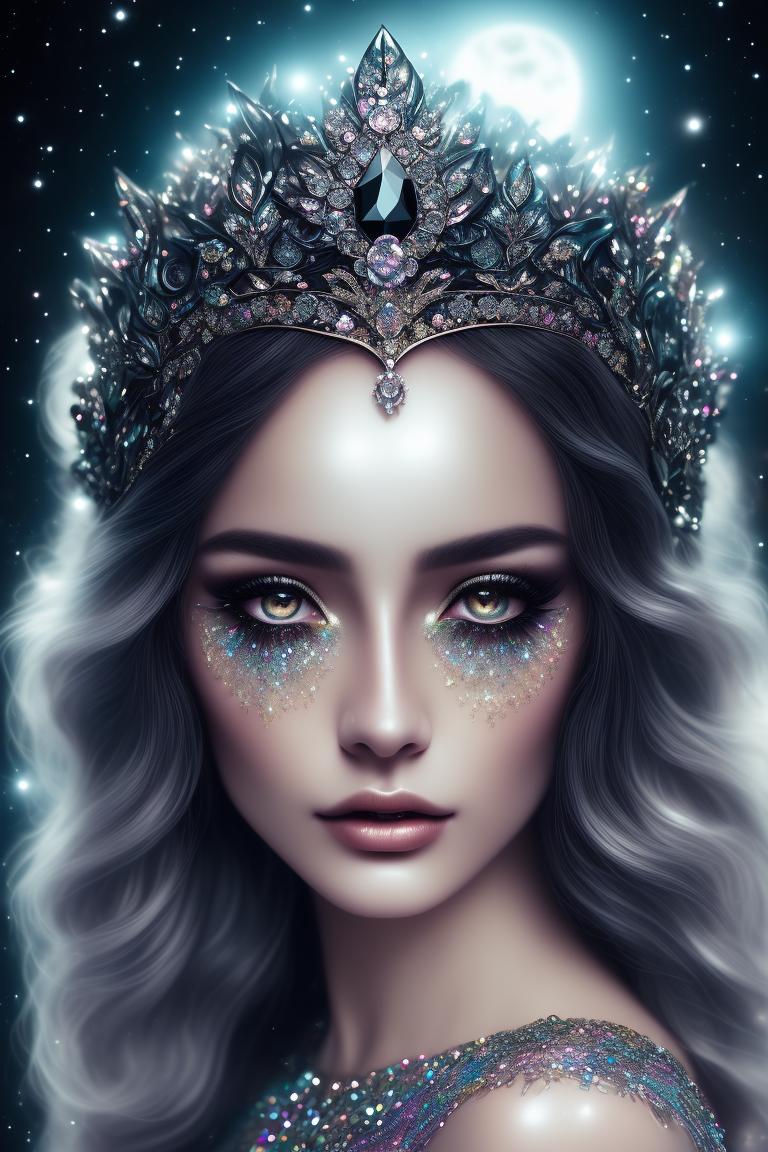 canine-crab5: beautiful celestial goddess, full moon, wear crystal ...