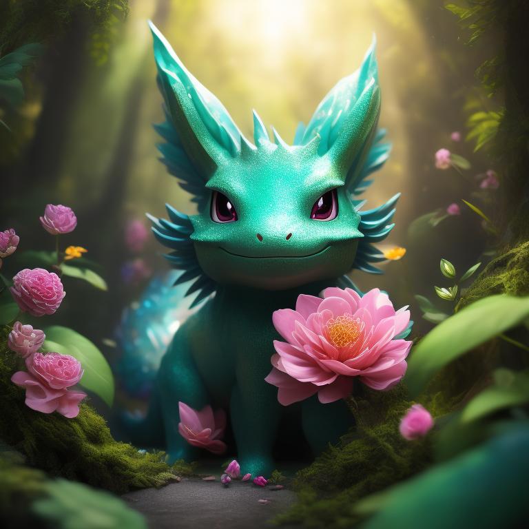 LateDept: A vibrant and majestic grass dragon pokemon emerges from a ...
