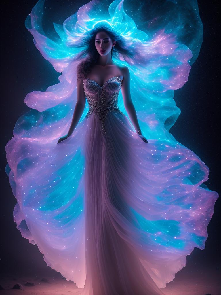 Foul-Rabbit: Translucent bioluminescent shimmering Goddess swirling in ...