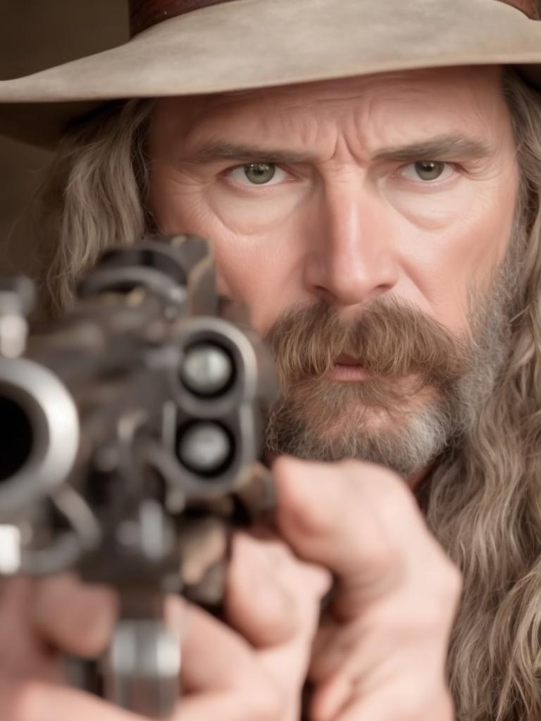 cool-frog601: an old west outlaw pointing a gun