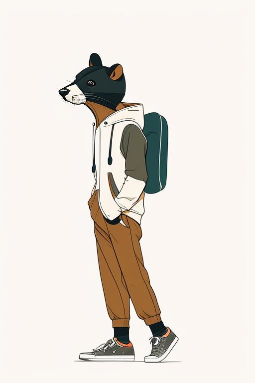 scaly-horse399: Full body standing anthro weasel, wearing a hoodie over ...