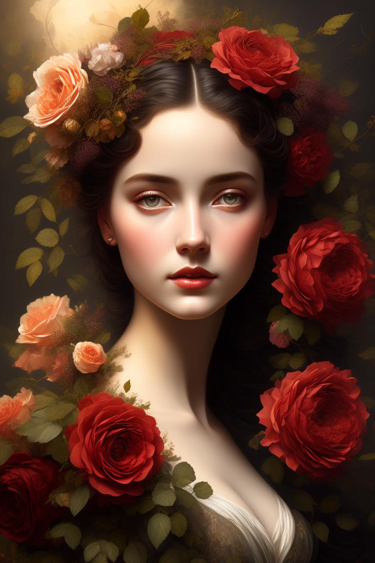 Lilla: paint a picture victorian style, a young womadecoration of large ...