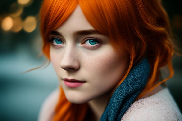 Ou: young Saoirse Ronan with a resplendent crown of vivid orange hair ...