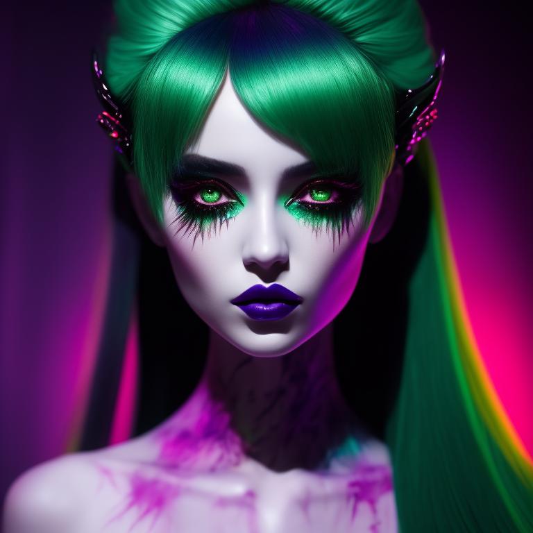 Mana_linna: cute , vampire , green hair , purple eye , anime girl