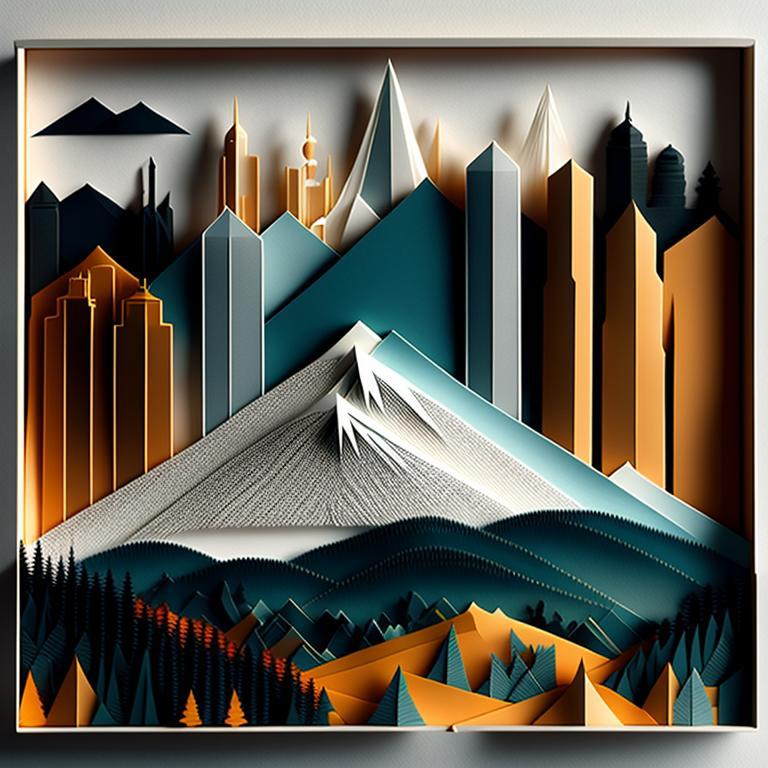 Foul-Rabbit: Mt hood behind the Portland skyline by victto ngai, minimalist