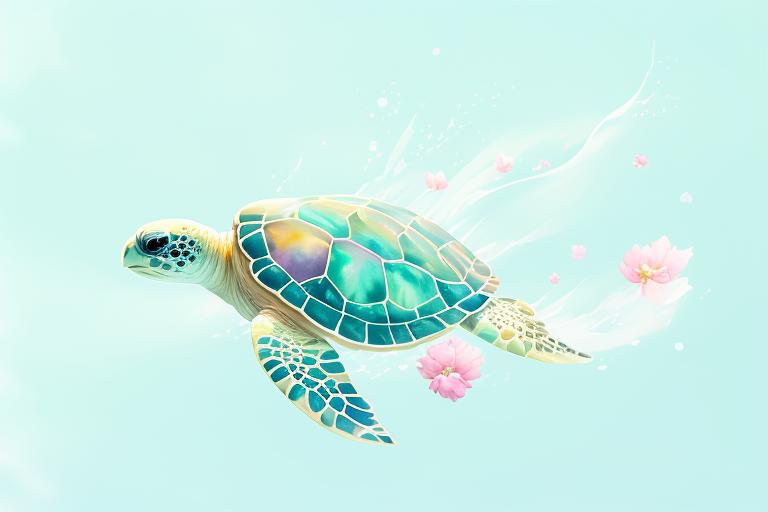 silent-eland254: Pastel Watercolor Peony sea turtle, white background ...