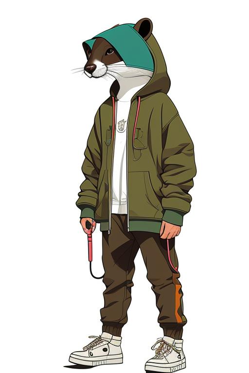 scaly-horse399: Full body standing anthro weasel, wearing a hoodie over ...
