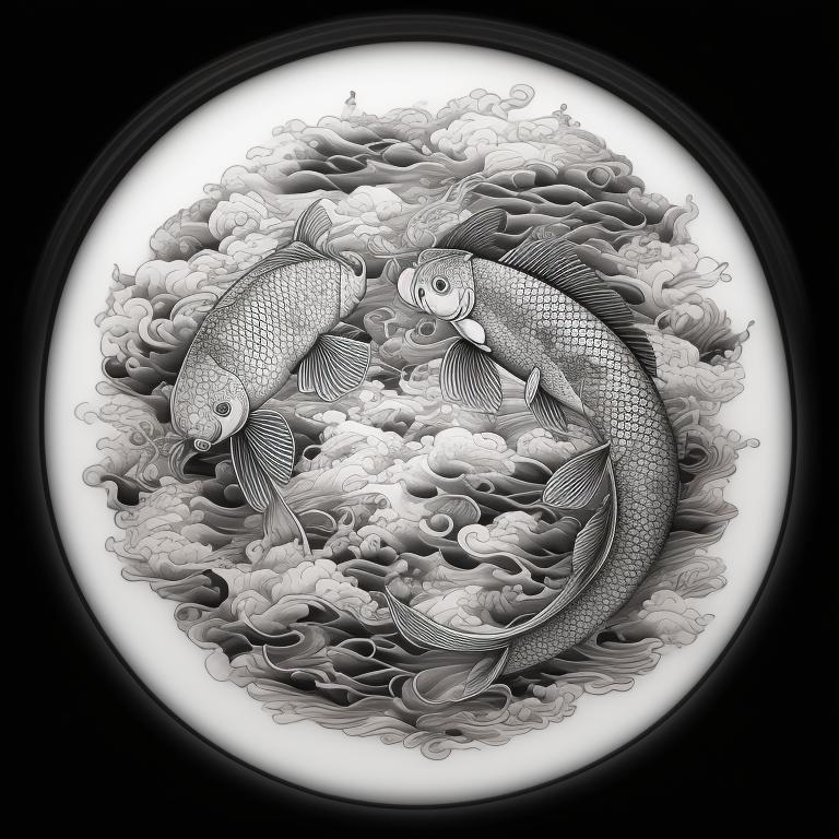 thorny-hare327: two koi carp swimming in water with lotus tattooed in ...