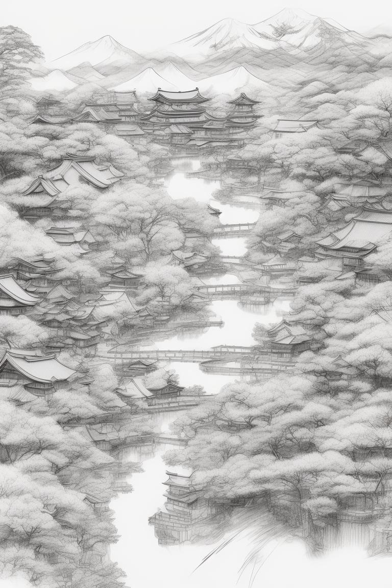 wry-turkey267: a beautiful typical Japanese panorama, very realistic