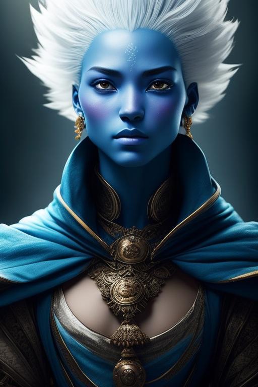 SilverEvermoore: a gorgeous ((blue skinned)) air genasi with a white ...