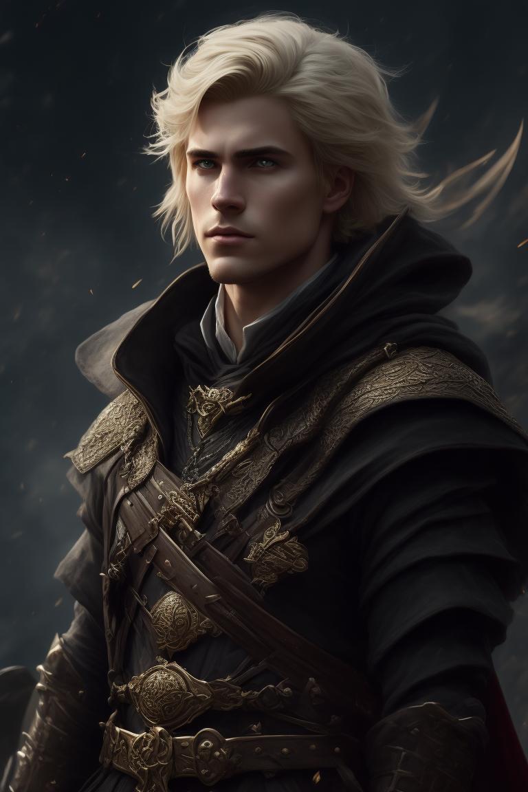 Trinixerina: Handsome, young, blonde male wizard