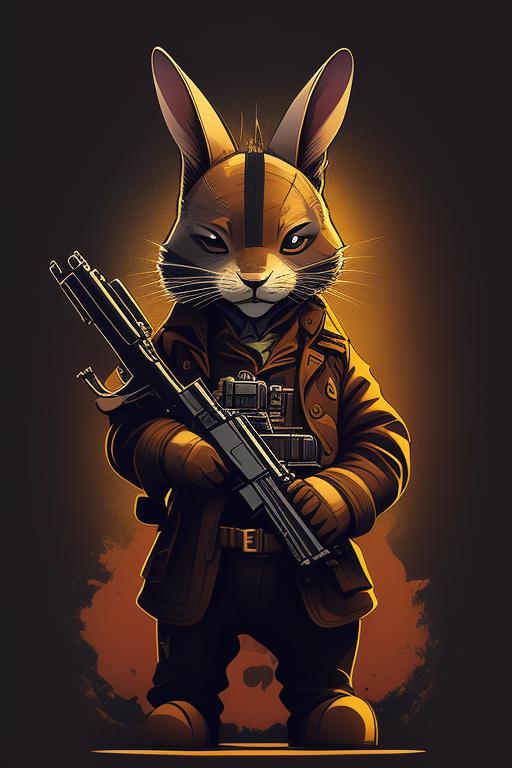 ginanperdana: cute rabbit holding a gun