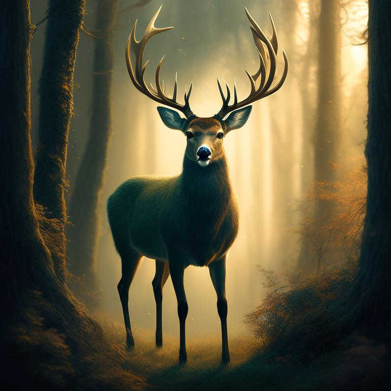 murky-goose848: tarot card deer stag golden green