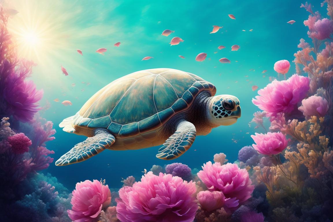 silent-eland254: Pastel Watercolor Peony sea turtle, white background ...