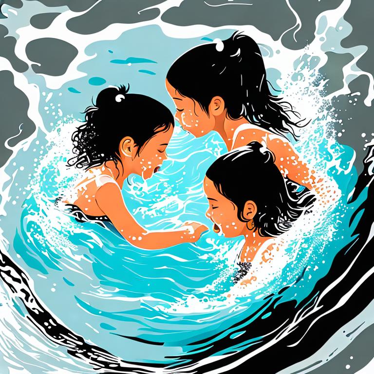 worldly-crow60: two girls in a swimming pool splashing each other with ...