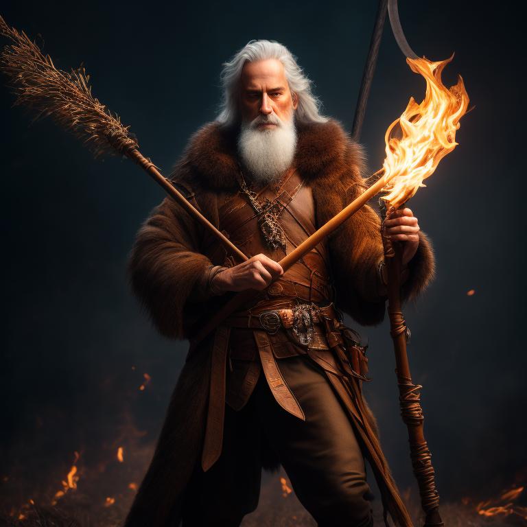 ProdigalMonk: a relaxed male middle aged druid in animal furs