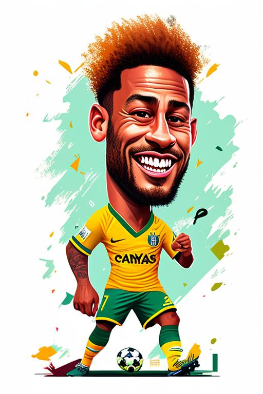 Osneysjc Caricature Of Neymar Full Body Happy Smiling Futebol Cinematic Background Soccer