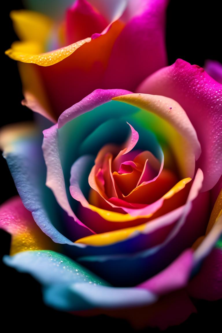 moodybrowneyes: most amazing rose with watercolor rainbow petals