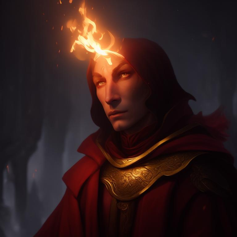 untidy-gull82: red-robed tiefling commoner