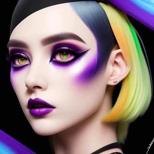 Mana_linna: cute , vampire , anime girl , green hair , purple eye