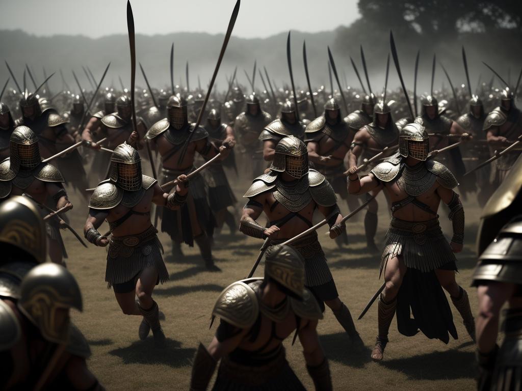 Galumpasaurus: compelling visual narrative of Spartan warriors in motion, running from right to ...