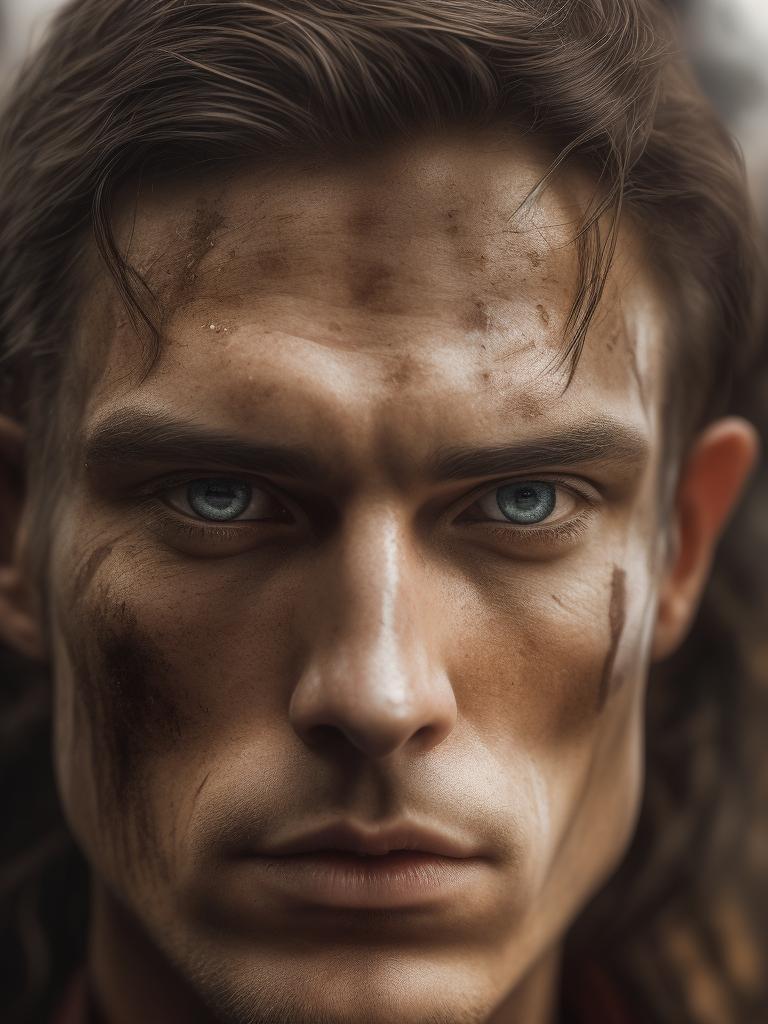 hard-hornet854: Full body elf warrior, facial scars, battle wound ...