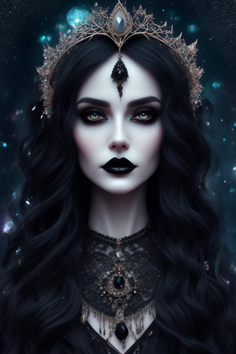 remote-crane993: beautiful gothic witch, full moon, wear crystal crown ...
