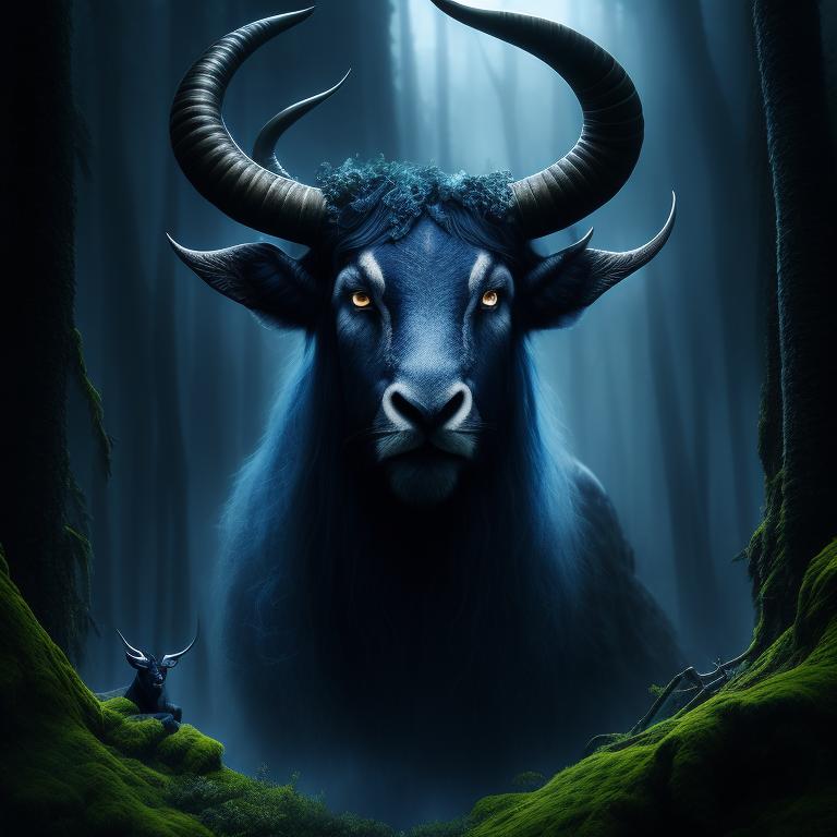 smart-toad33: male satyr with dark black hair and curled horns