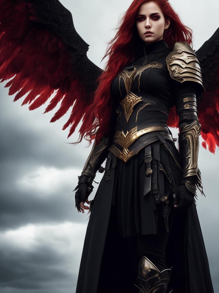 SilverEvermoore: a beautiful aasimar paladin with bright red hair and ...