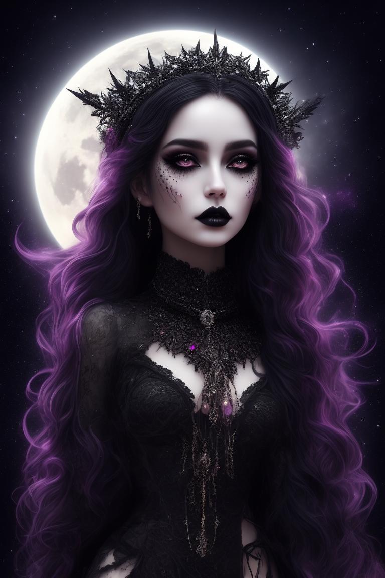 fickle-loris892: beautiful gothic witch, full moon, wear crystal crown ...