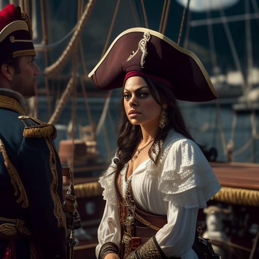 Wink: Mila Kunis as a stunning pirate ship captain onboard the deck of ...