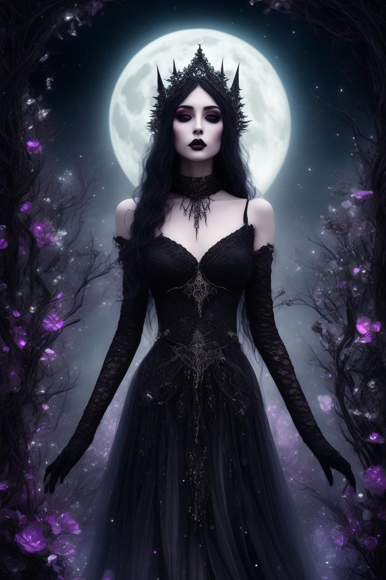 fickle-loris892: beautiful gothic witch, full moon, wear crystal crown ...