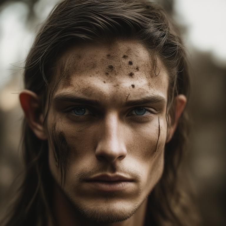 hard-hornet854: Scarred face. Elven male, tall, lean physique. Pale ...