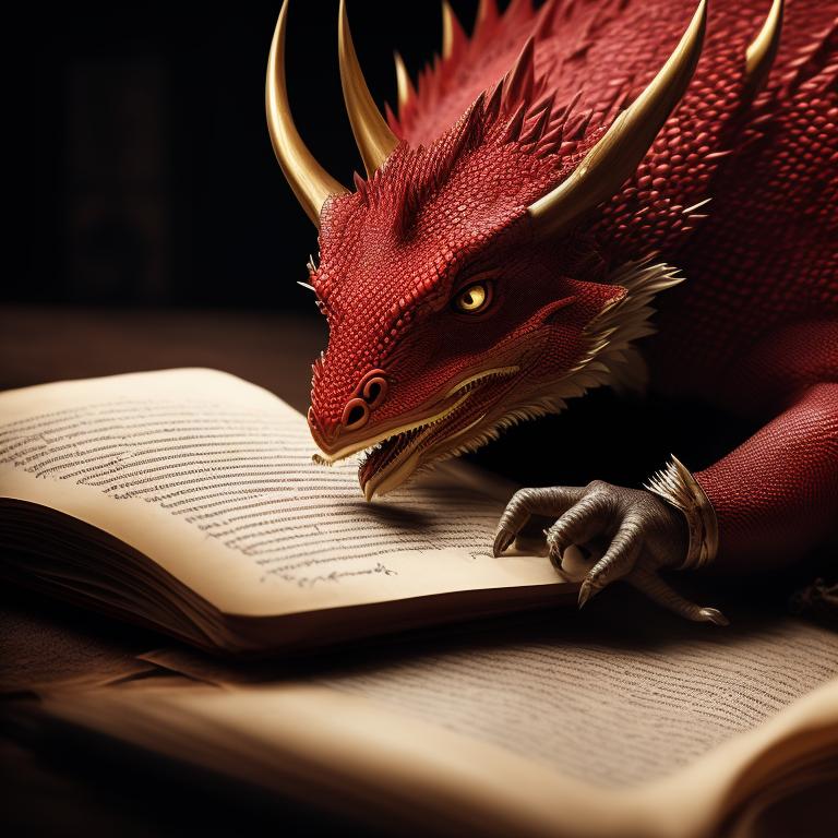 hot-quetzal354: a red dragon laying amid medieval writing implements ...