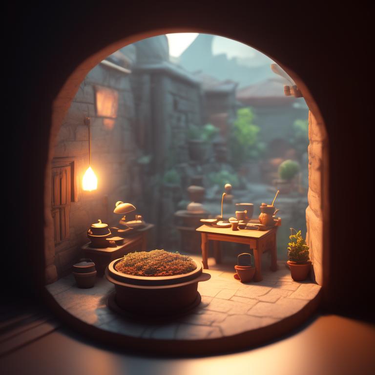 SejaNotado: Isometric 3d scene, room with a window, minimalistic chibi ...