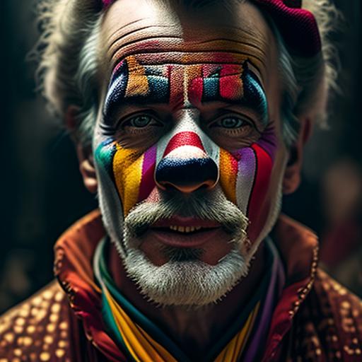 MarceloJaboo: multicolored happy clown a day in circus by samuel backett