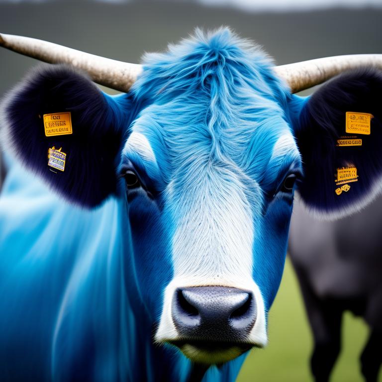 f: Blue cow