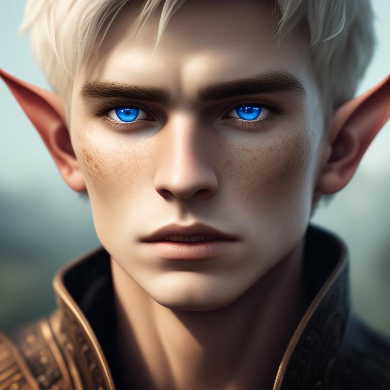 envious-gnat20: front portrait of a male elf with short blond hair and ...