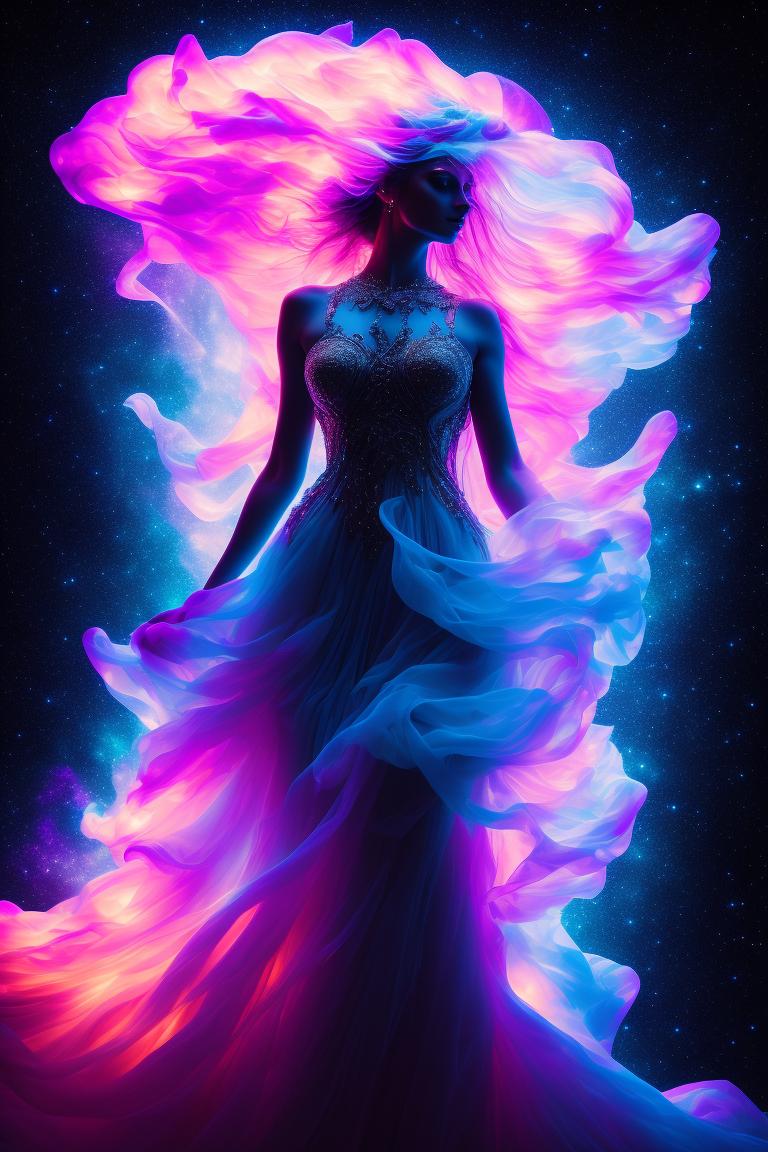 Foul-Rabbit: Translucent bioluminescent shimmering Goddess swirling in ...