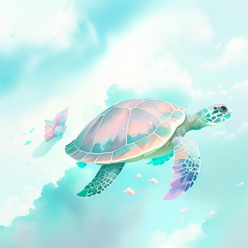 silent-eland254: Pastel Watercolor Peony sea turtle, white background ...