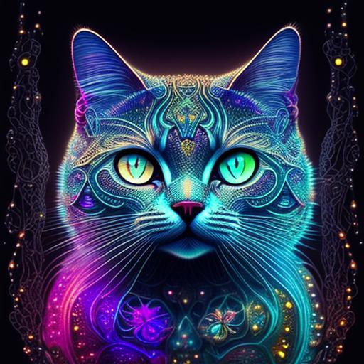 worldly-crow60: Cat in ASCII art, Louis Wain, fairycore