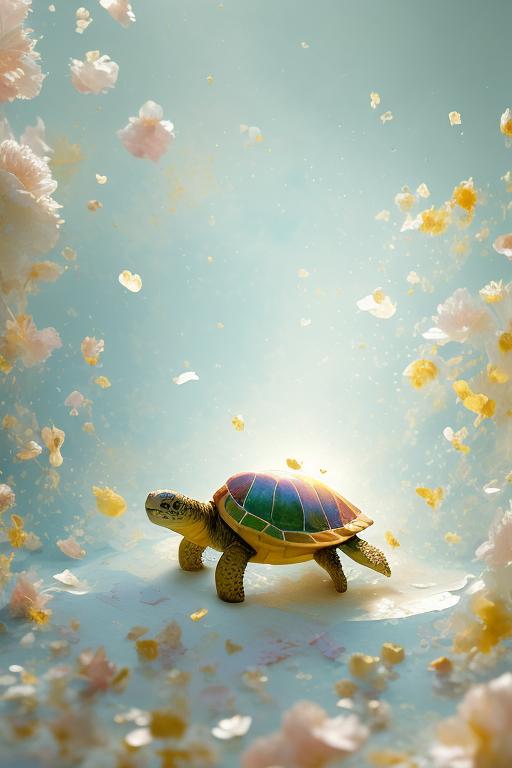 light-panda396: Pastel Watercolor Peony sea turtle, white background ...