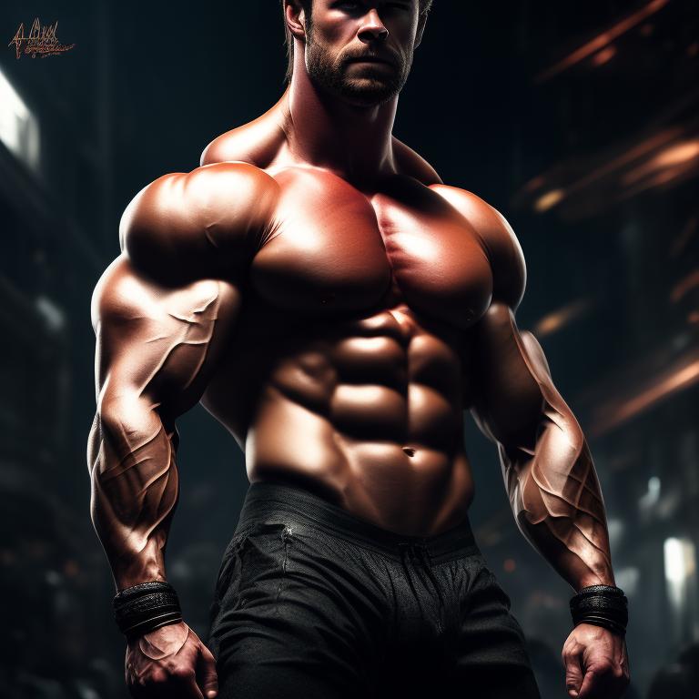 mealy-eel700: Chris Hemsworth depicted as a bodybuilder