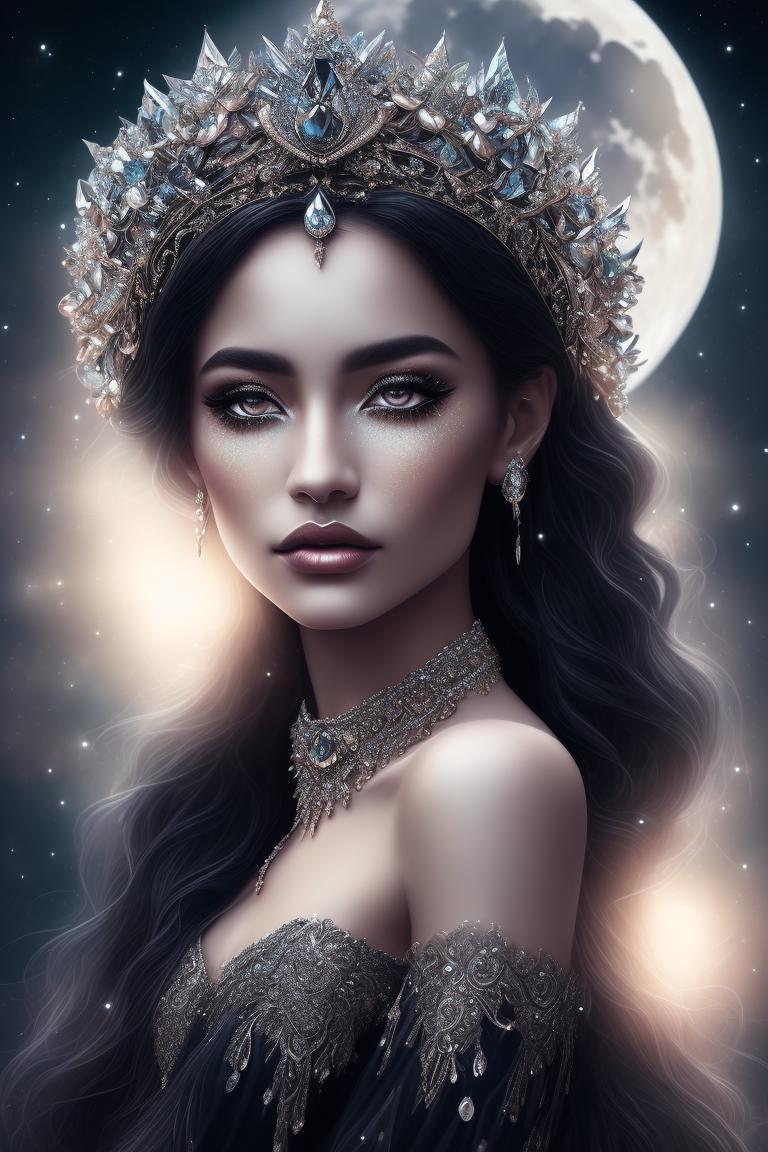 dreary-wren426: beautiful celestial goddess, full moon, wear crystal ...