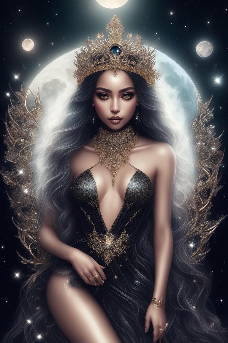 mellow-viper424: beautiful celestial goddess, full moon, wear crystal crown, beautiful eyes ...