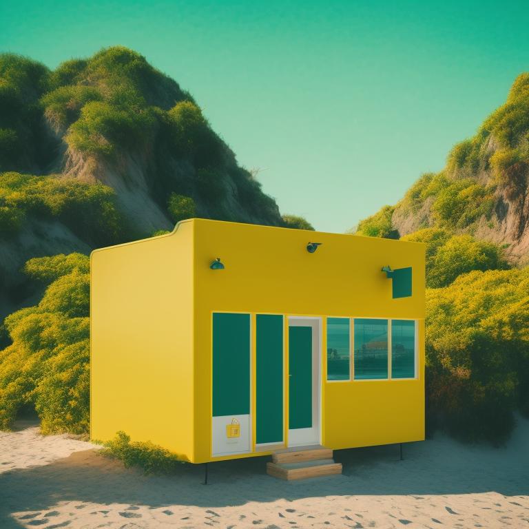 strawberry1: there is a small bright yellow coffee shop on the corner ...