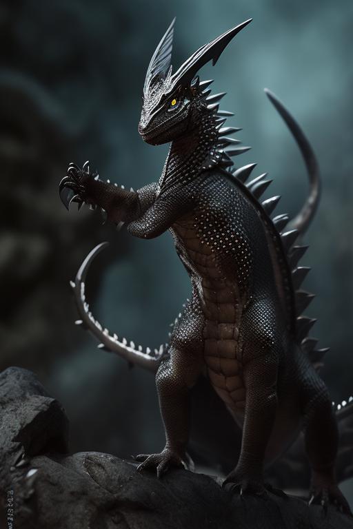 Raighn: A cute tiny black dragon stands alone in a clearing scantily ...