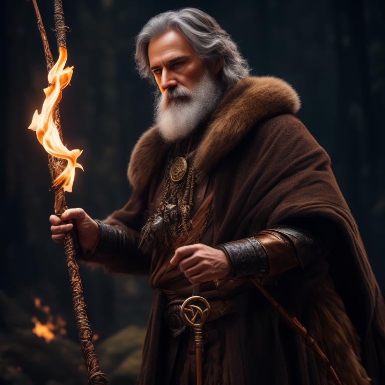 ProdigalMonk: a relaxed male middle aged druid in animal furs