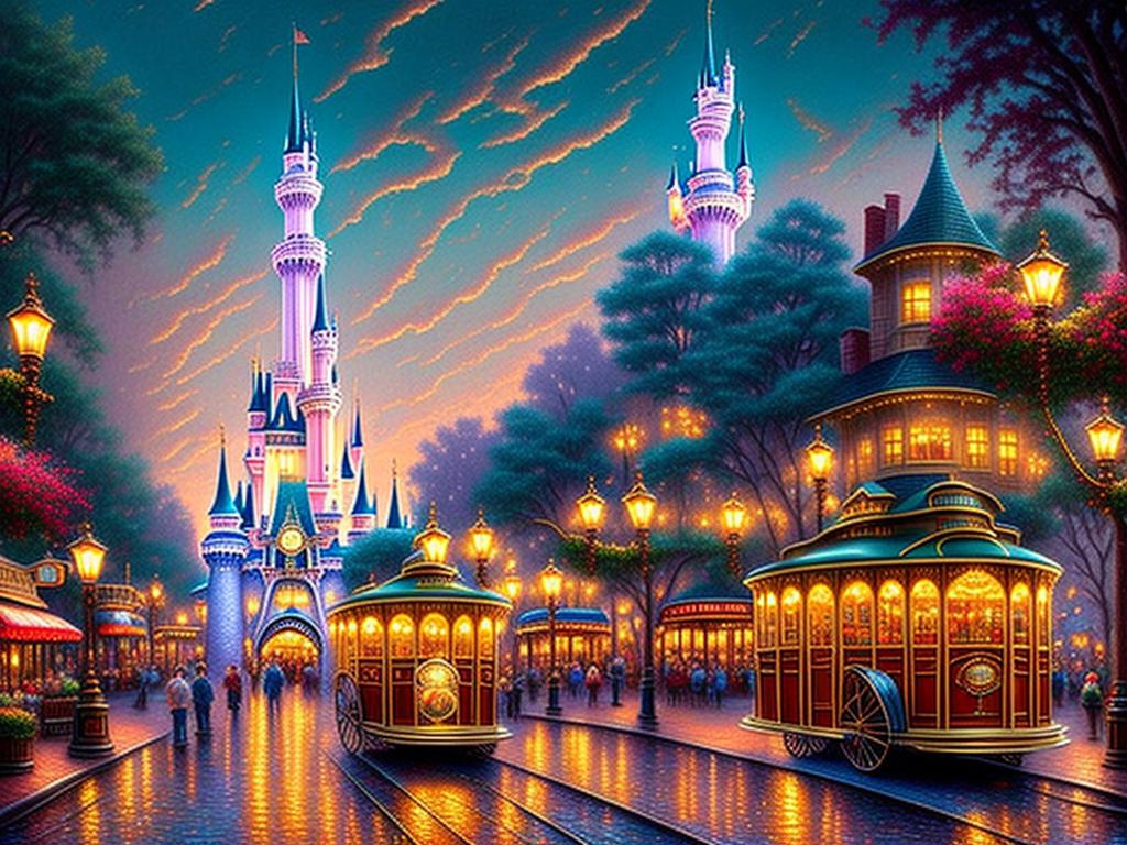 Thomas Kinkade Disney Castle Paintings